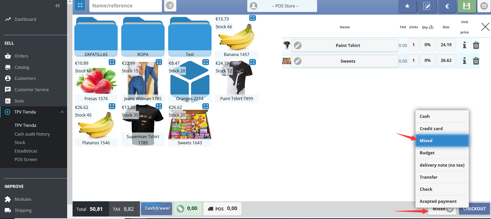MIXED PAYMENT POS TPV PRESTASHOP - POS TPV Prestashop